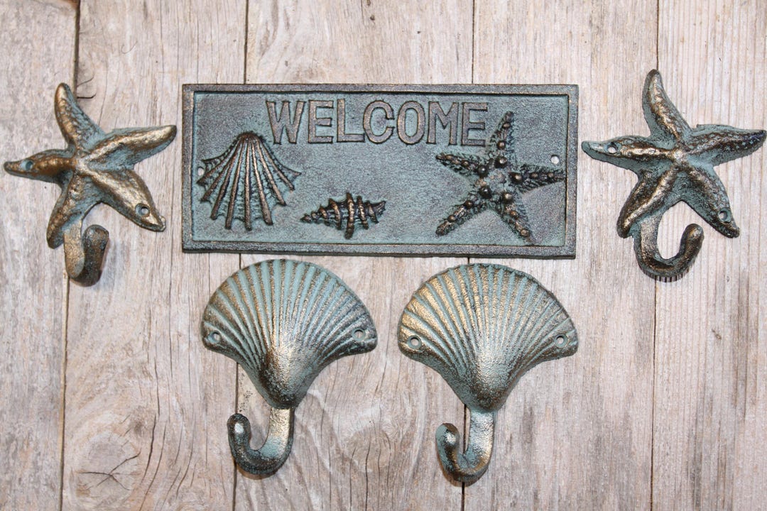 TIDAL BEACH COLLECTION, Starfish, Seashell, Wall Hooks, Christmas Gift ...