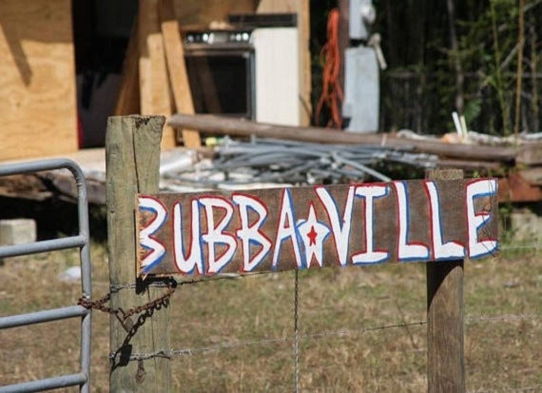 Bubbaville Hillbilly Fence Sign Photo, Free Shipping, Hillbilly Yard ...