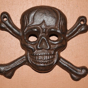 Skull Plaque Wall Decor Man Cave Decor Cast Iron Free Ship - Etsy