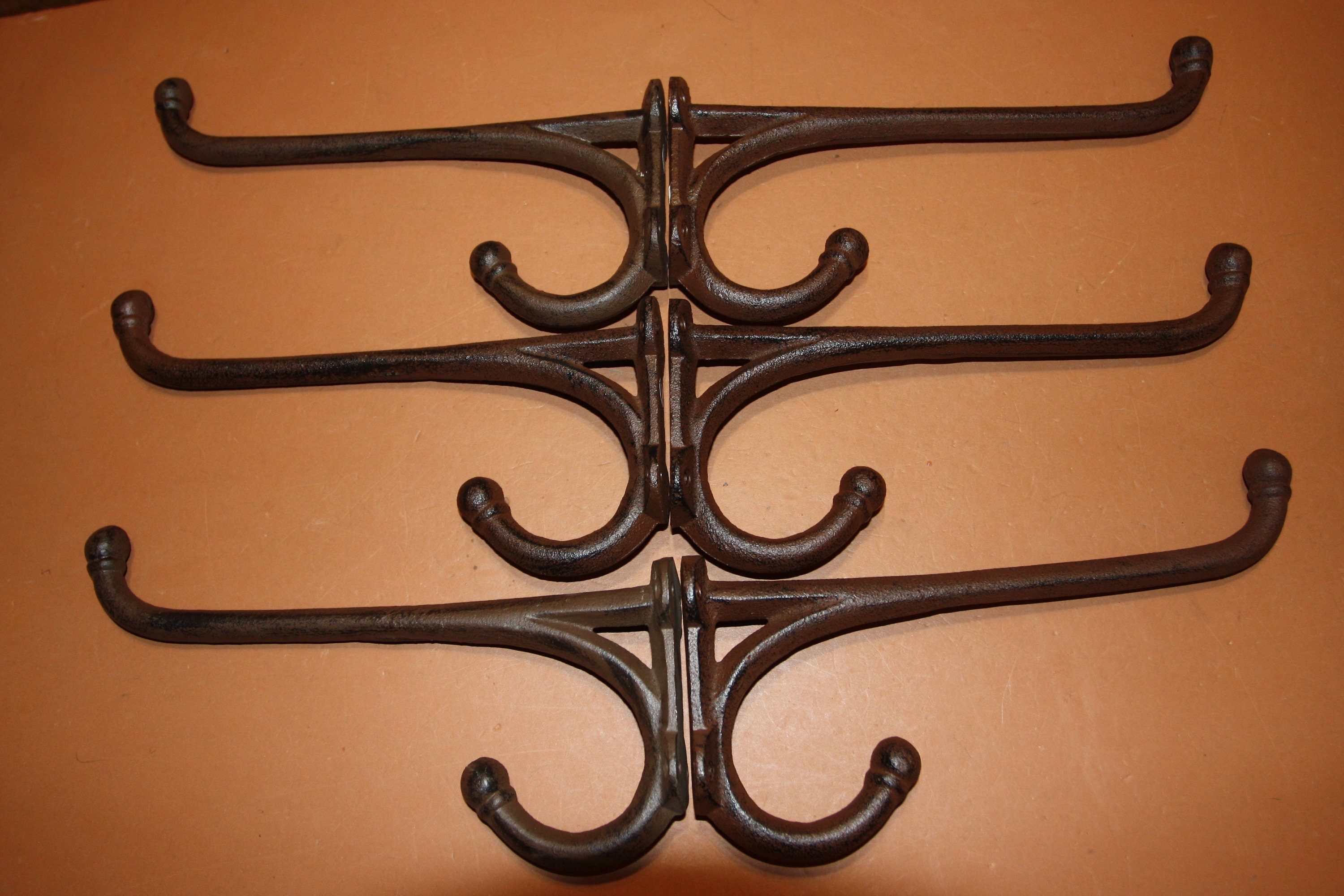 2 Oversized Wall Hooks 5 x 10 1/4 Cast Iron | Etsy