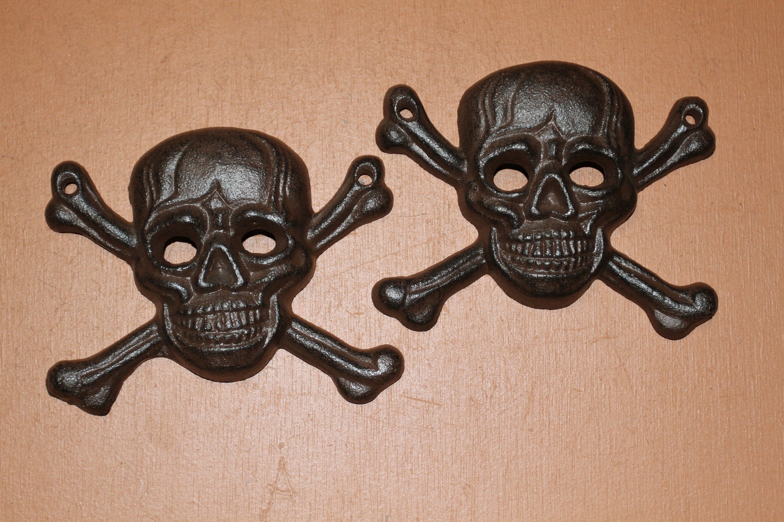 Skull Plaque Wall Decor Man Cave Decor Cast Iron Free Ship | Etsy