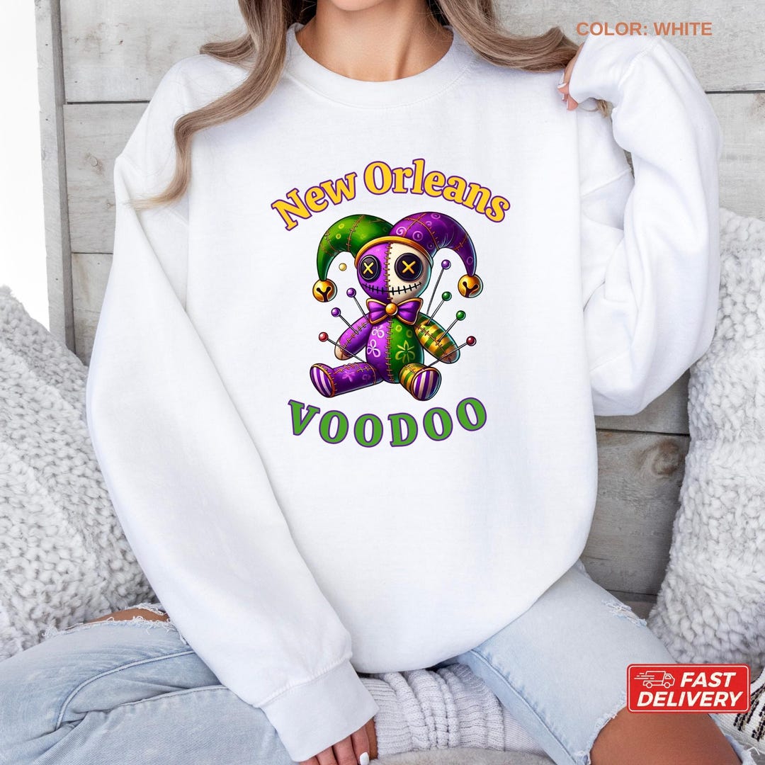 Mardi Gras New Orleans Voodoo Doll Sweatshirt/hoodie, Retro Voodoo Doll ...