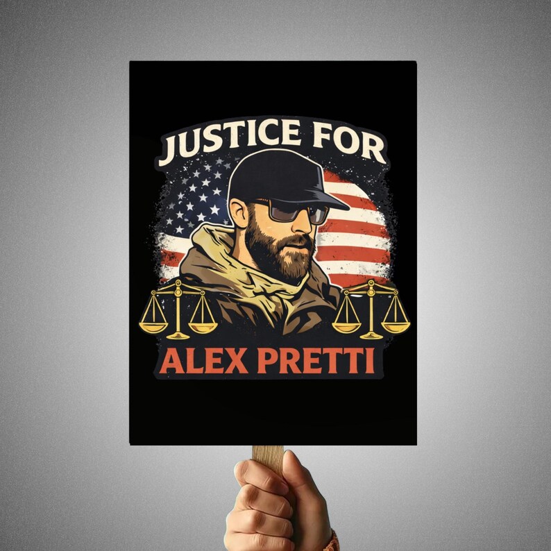 Justice for Alex Pretti Protest Poster, Memorial Portrait, Anti-ice ...