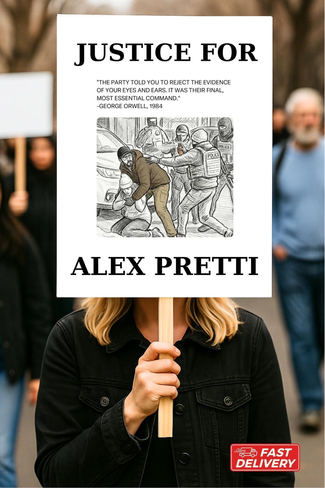 Justice for Alex Pretti Protest Poster, George Orwell 1984 Quotes, Anti ...