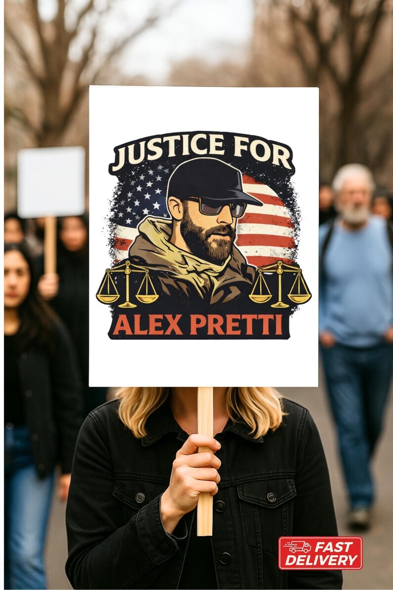 Justice for Alex Pretti Protest Poster, Memorial Portrait, Anti-ice ...