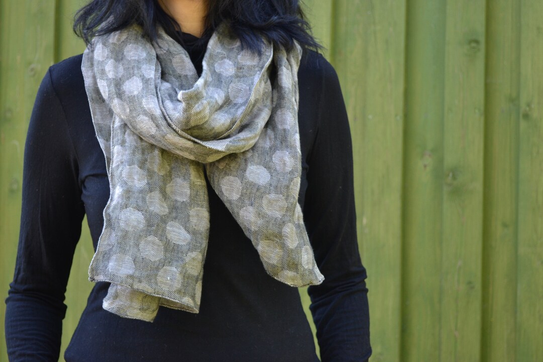 Long Linen Gray Grey Circle Scarf, Linen Scarf for Woman, Linen Scarf ...