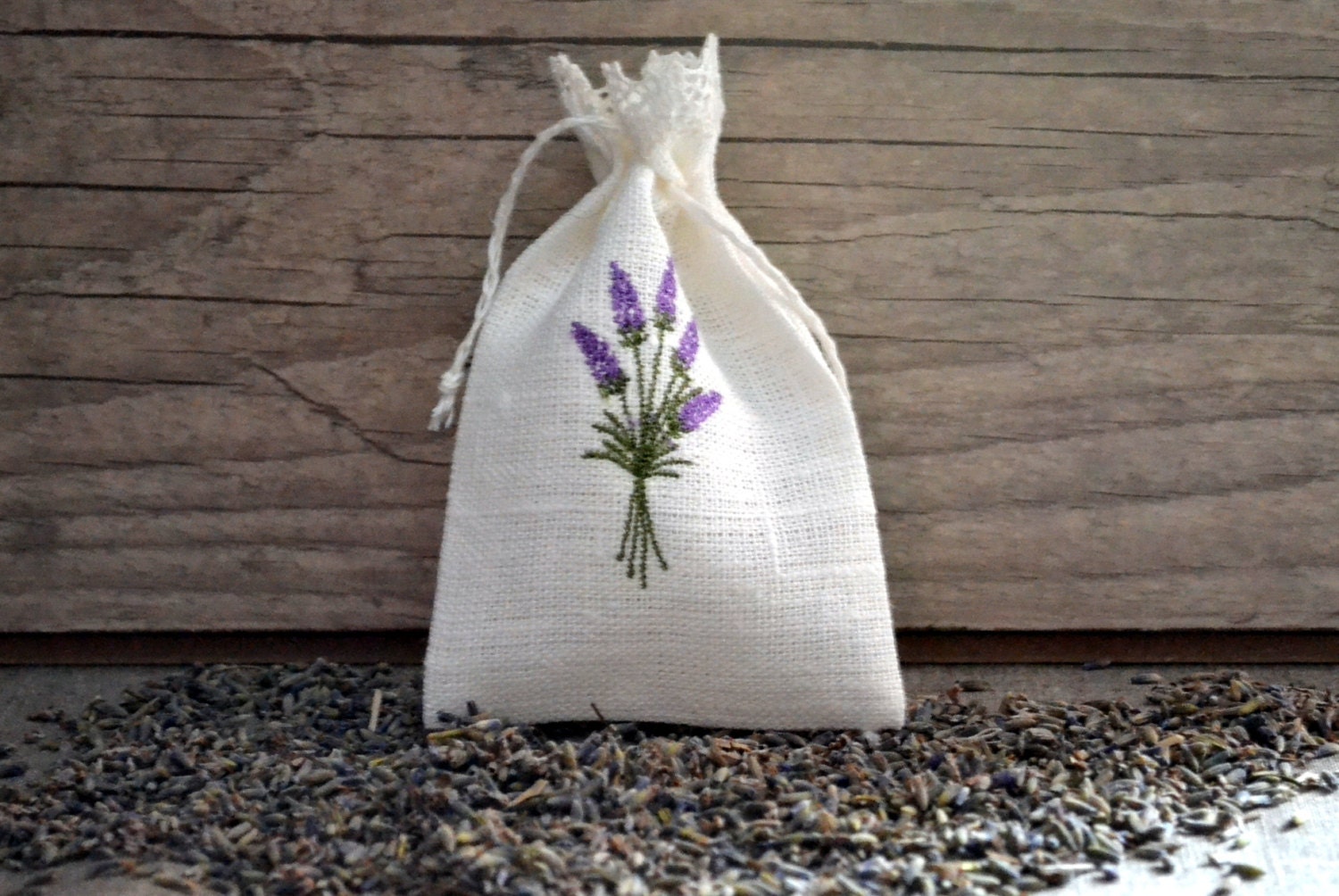 Linen Lavender Bag With Lavender Embroidery Gift Bag - Etsy