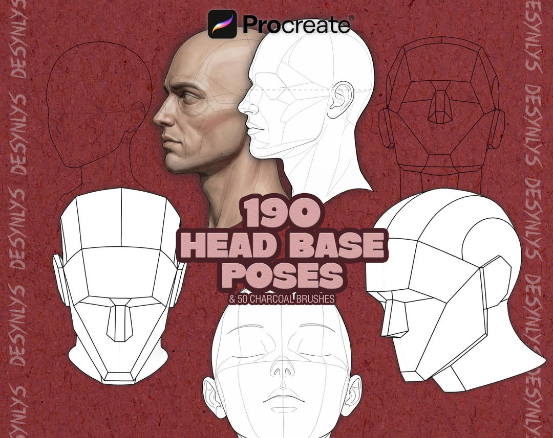 190 Head Base Poses for Procreate | Face & Head Anatomy Reference ...