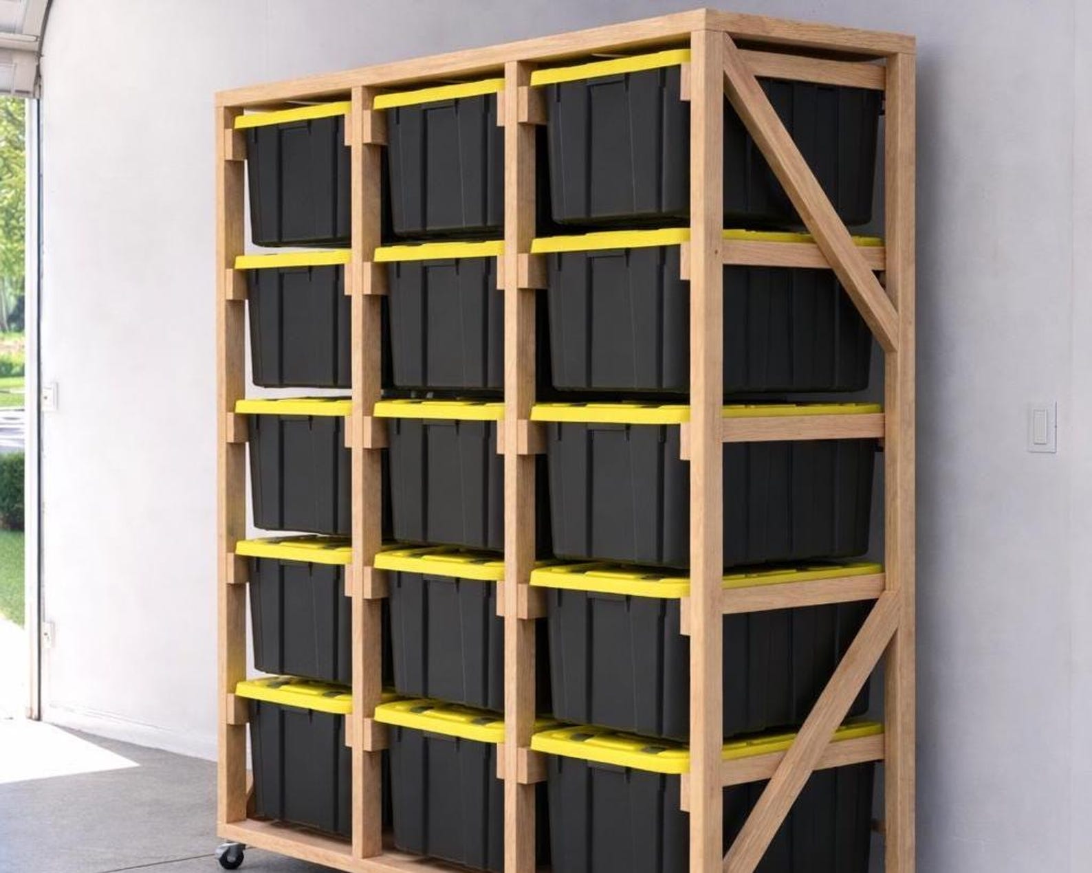 DIY Tote Storage Rack Plans| 27 Gallon Bin Organizer| Garage Storage ...