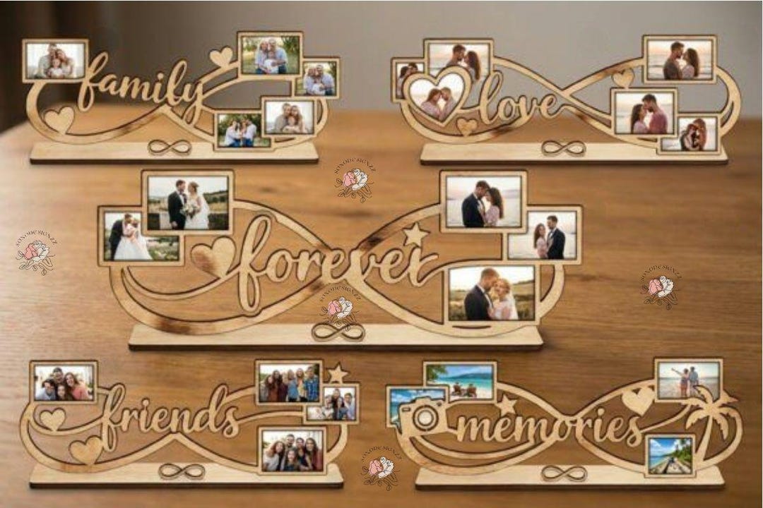 Laser Cut Infinity Photo Frame SVG Bundle, Family Friends Memories Wall ...