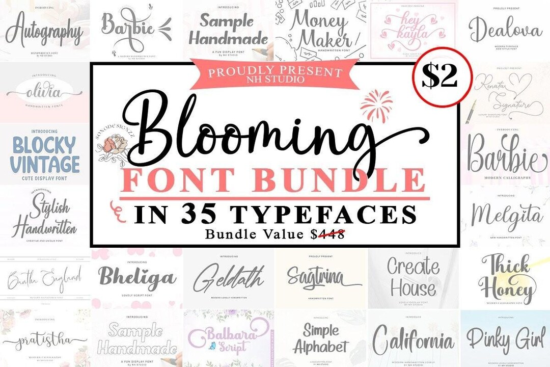 Blooming Font Bundle–35 Versatile Fonts for Logos - Etsy