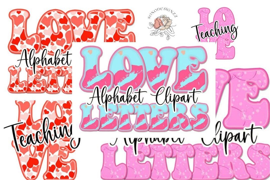 Valentine's Lips Alphabet Clipart Bundle, Love Letters PNG (digital ...