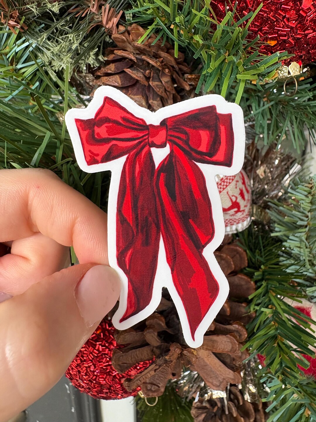 Red Bow Sticker - Etsy