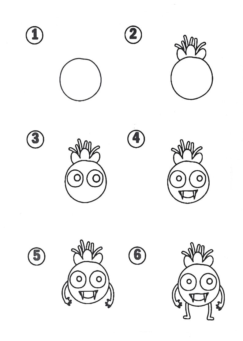 How to Draw Monsters Step by Step, Kids Drawing Practice Book, Monster ...