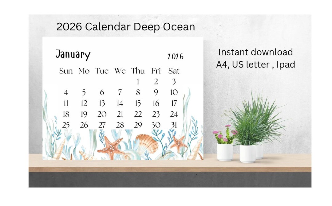 2026 Calendar , Deep Ocean Theme Calendar, Beautiful Wall Calendar, 3 ...