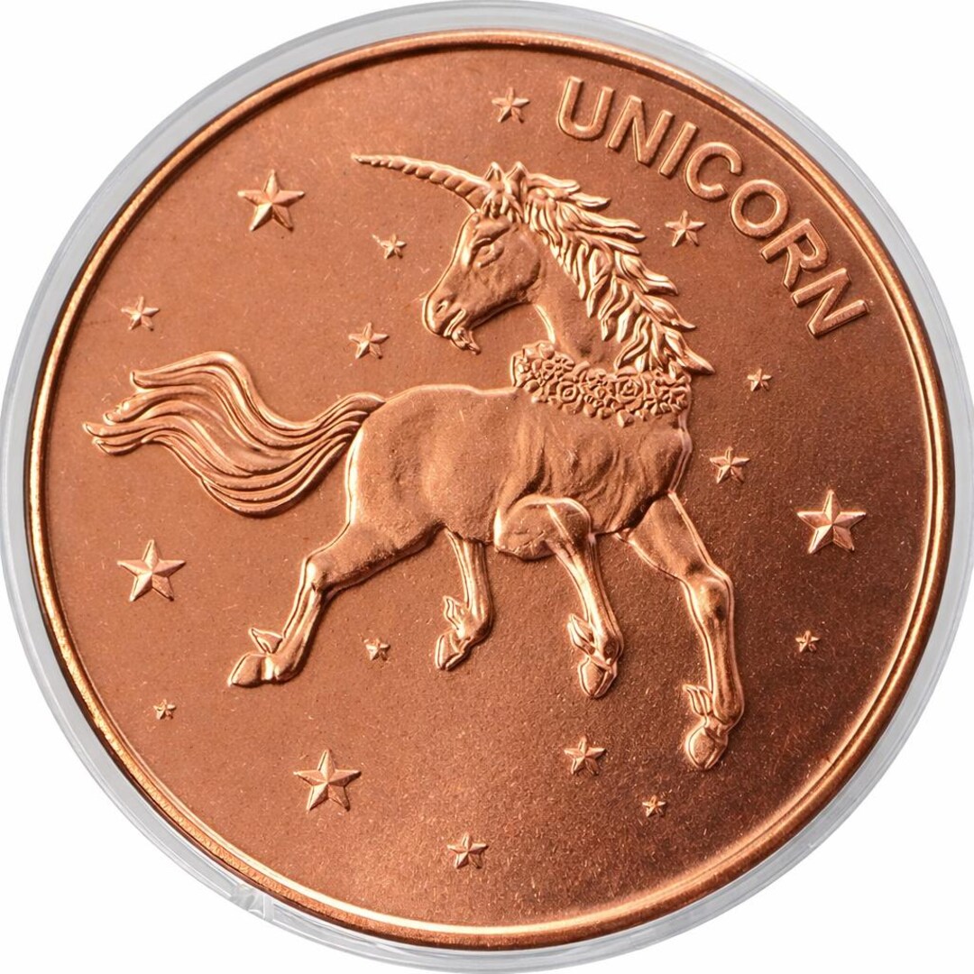 Unicorn Design 1 Oz .999 Pure Copper Round Bullion Coin With Capsule ...