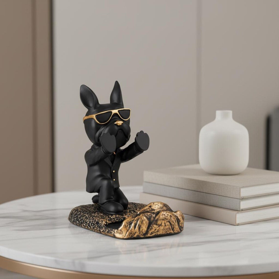 Frenchie Dog Phone Stand, Resin Bulldog Desk Decoration, Home Office ...
