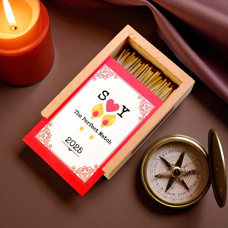 Custom Wooden Matchbox – Personalized Couple Keepsake, Wedding ...
