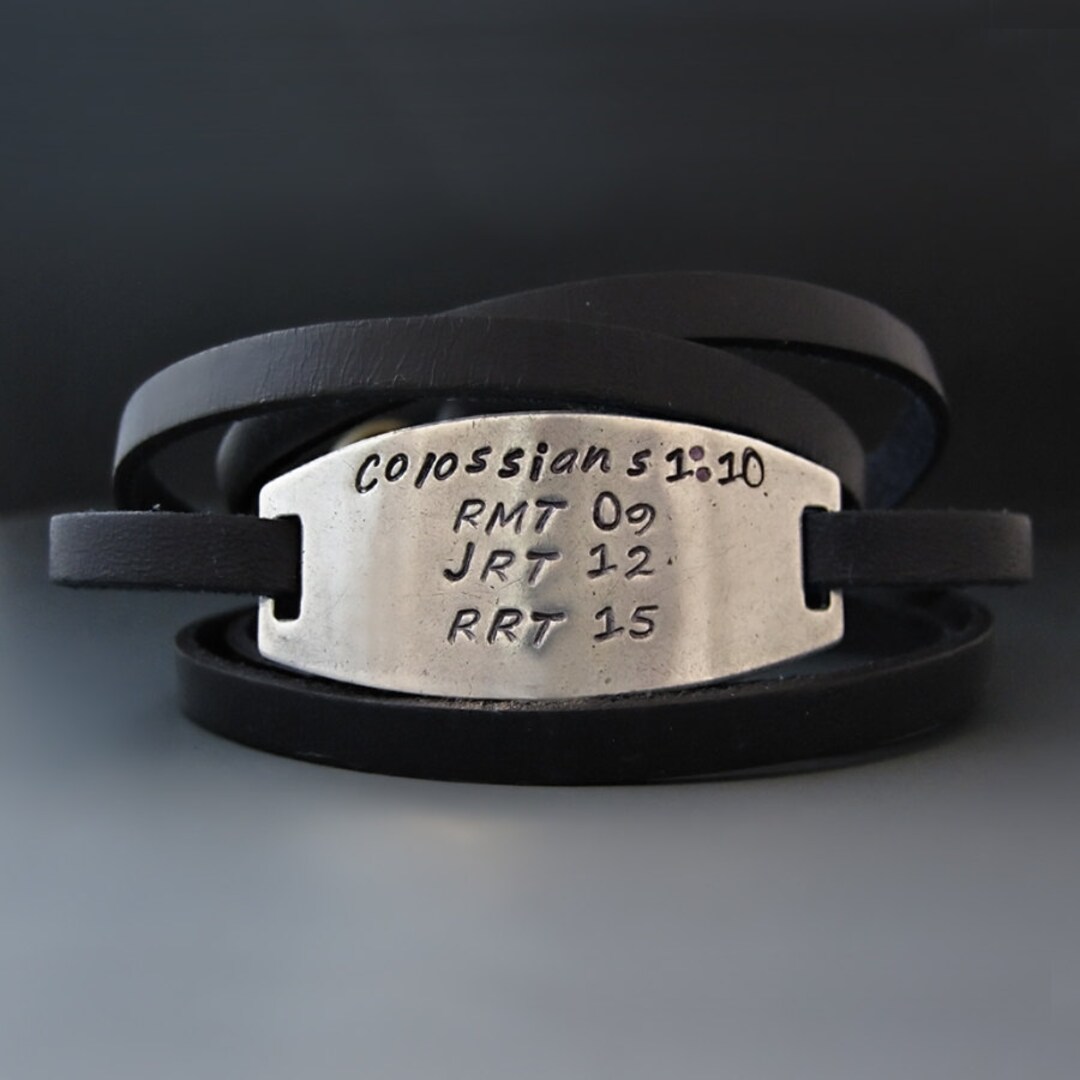 Personalized Leather Wrap Bracelet, Custom Hand Stamped Bracelet ...