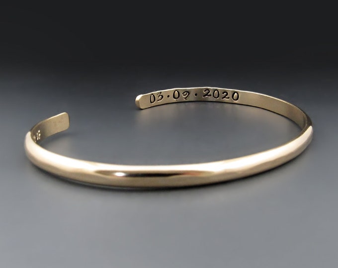 Men's Personalized 14 Karat Gold Filled Cuff Bracelet 6 Gauge Custom ...