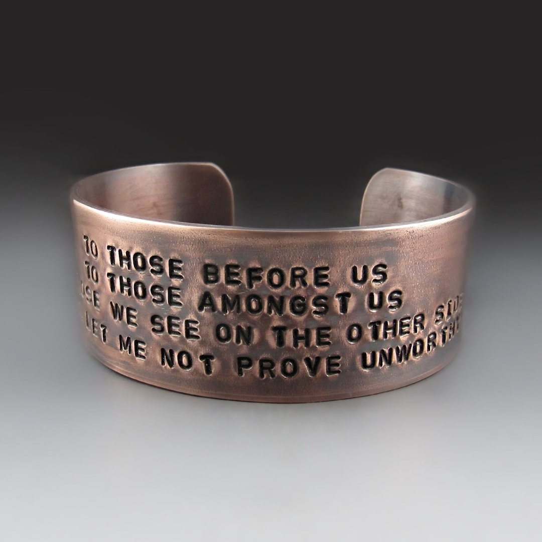 1 Inch Wide Copper Memorial KIA Bracelet With a Rustic Antique Oxidized ...