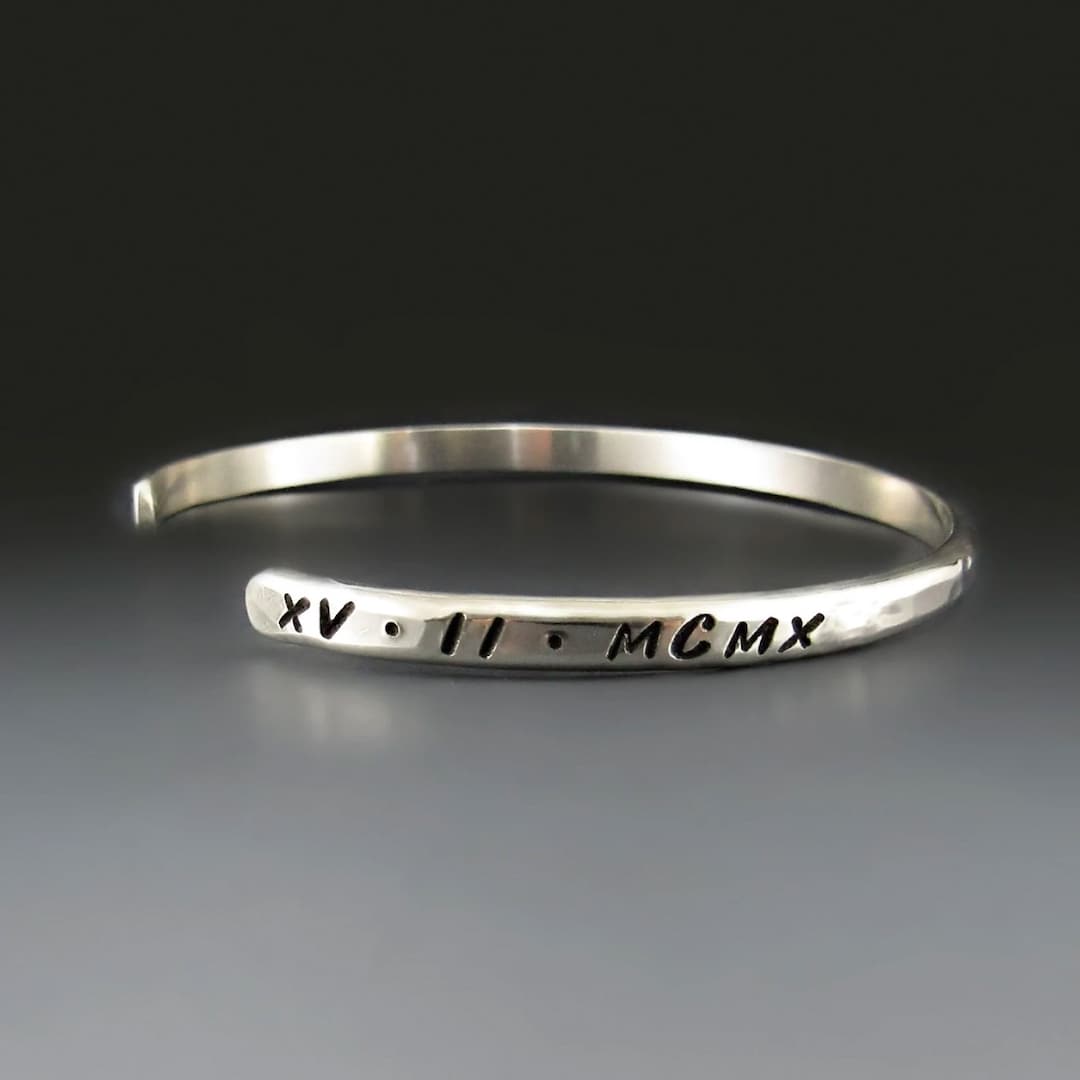 Custom Engraved STERLING SILVER Cuff Bracelet for Men & Women ...