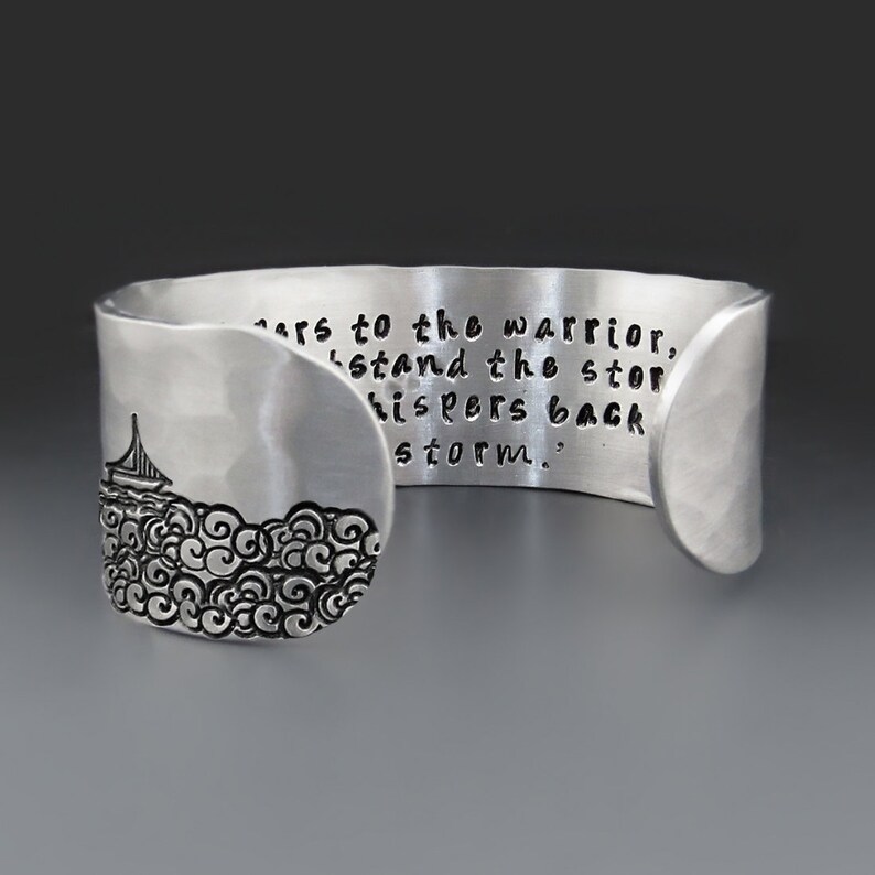 Personalized Ocean Wave Bracelet Custom Sailboat Cuff Hand - Etsy