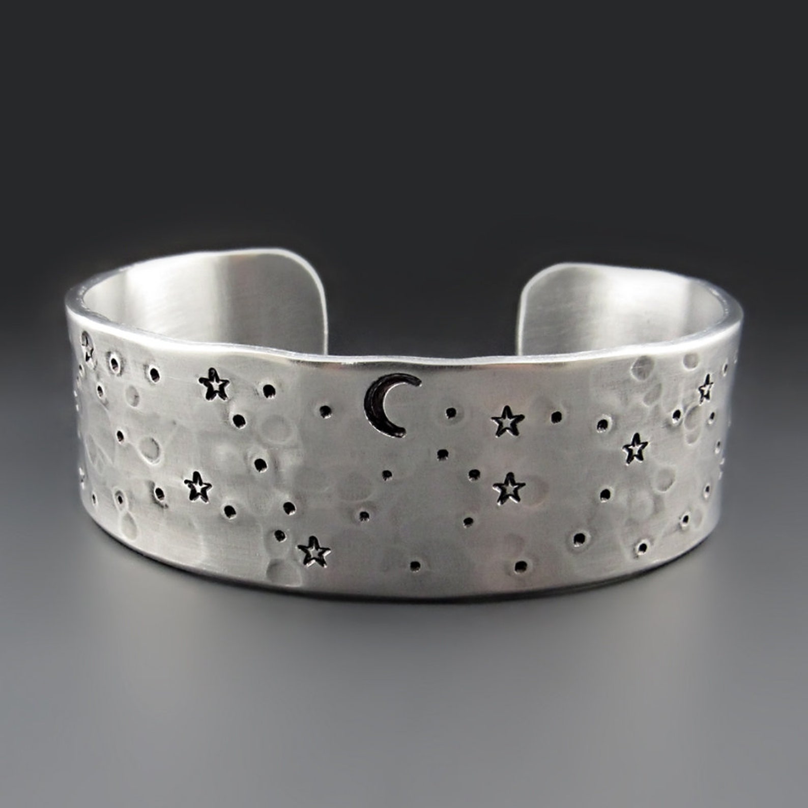 Wide Cuff Bracelet With Stars and Moon | Personalized With Your Text ...
