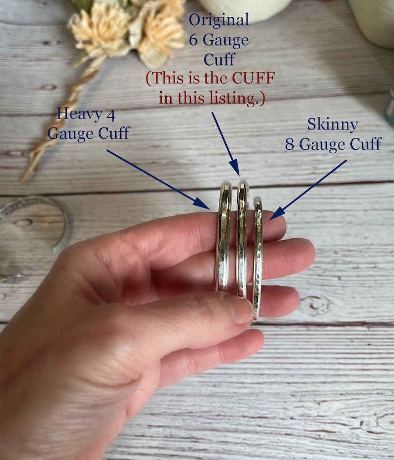 Thin STERLING SILVER Men's Hammered Cuff Bracelet | 6 Gauge Narrow Cuff ...
