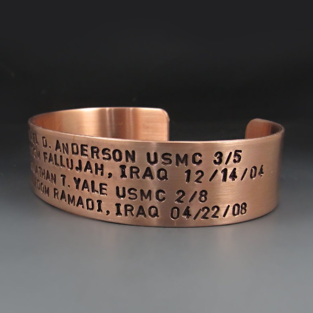 Personalized COPPER KIA End of Watch Bracelet | 3/4 Inch Wide Memorial ...