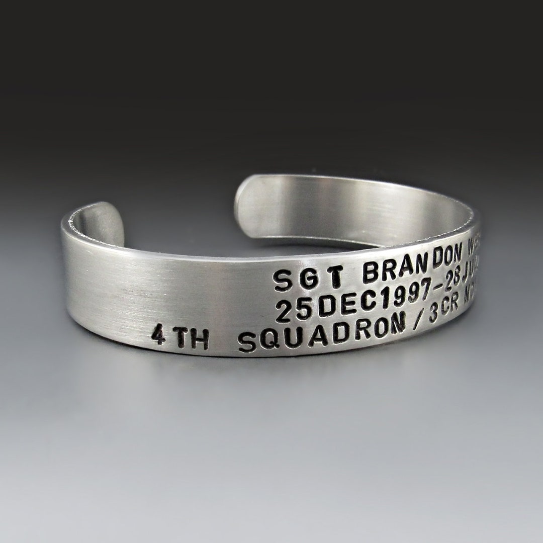 Personalized KIA Silver Aluminum Cuff | Fallen Soldier Memorial ...
