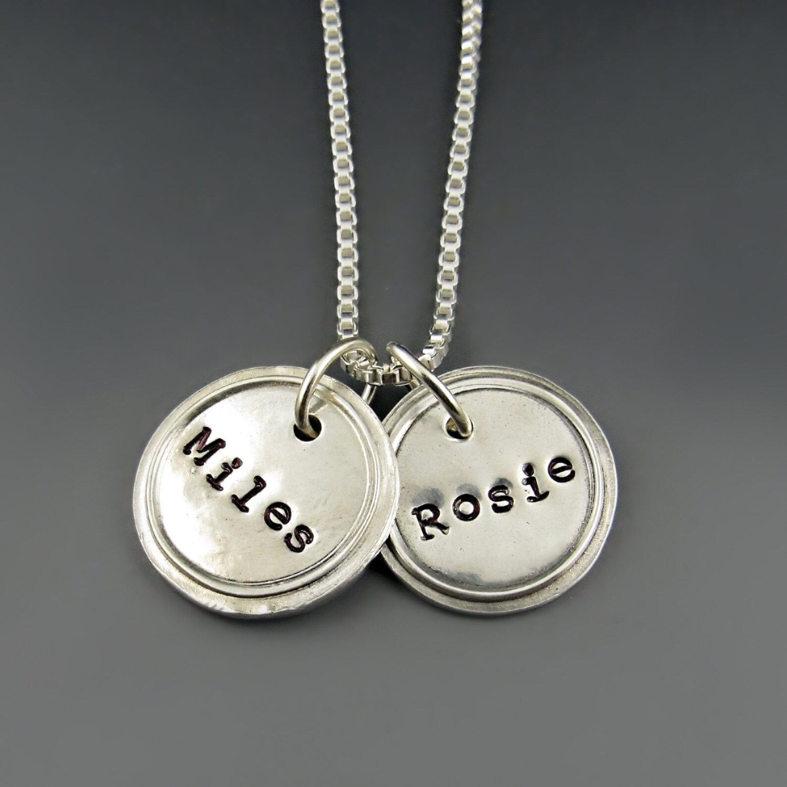 Circle Name Necklace, Round Name Charm, Monogram Personalized Pendant ...