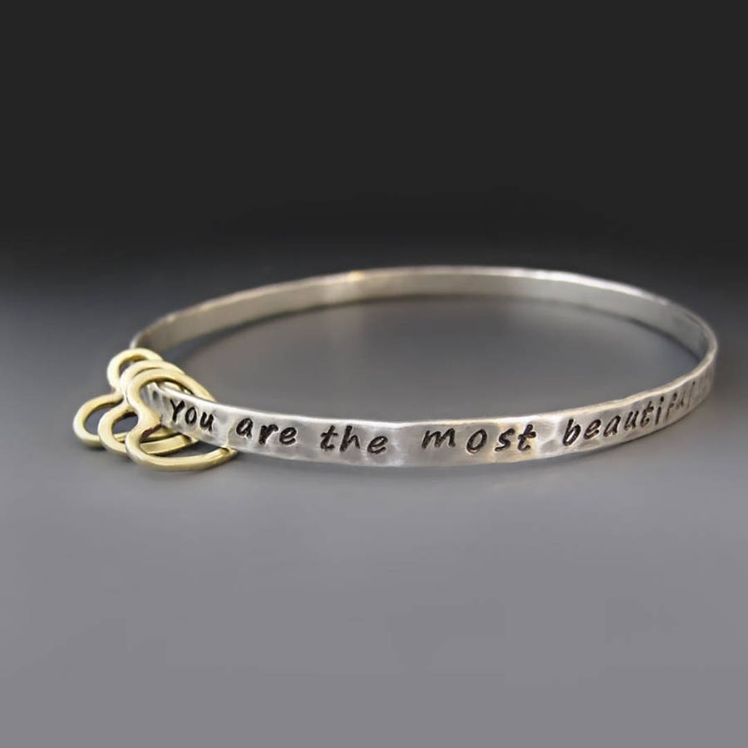 Personalized Heart and Soul Bracelet Sterling Silver Bangle - Etsy