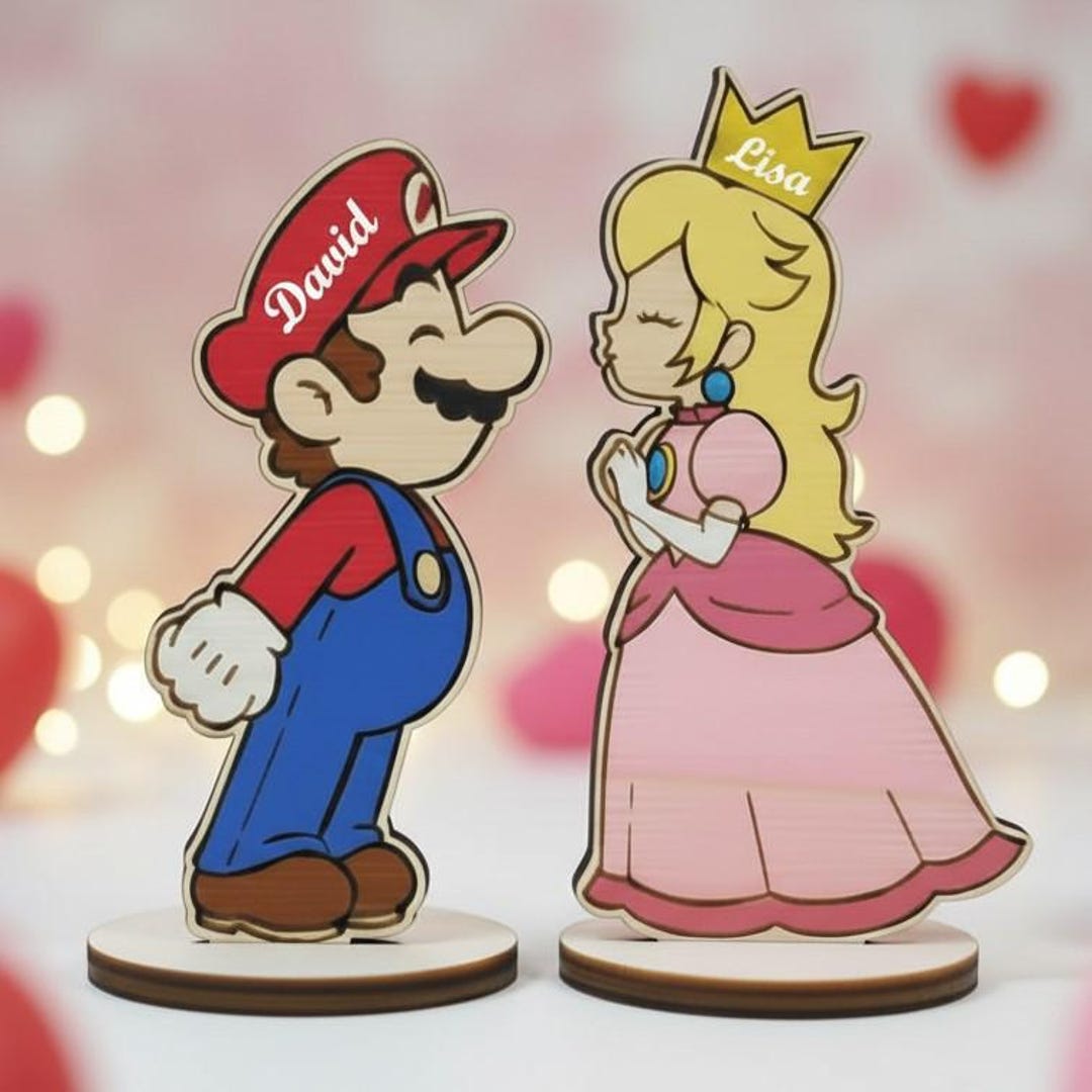 Personalized Freestanding Super Mario and Princess, Custom Names ...