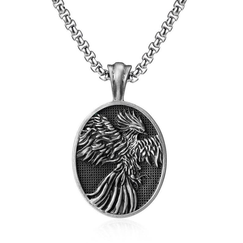 Winged Phoenix Pendant Necklace, Handmde Phoenix Bird Pendant, Winged ...