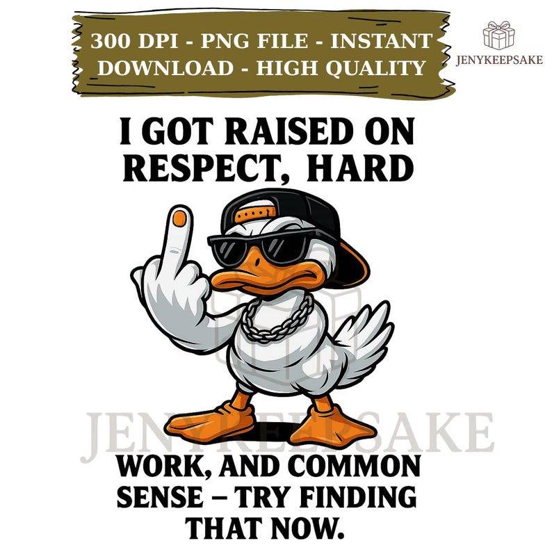 Cool Gangster Duck Middle Finger PNG, Funny Duck Clipart, Respect Hard ...