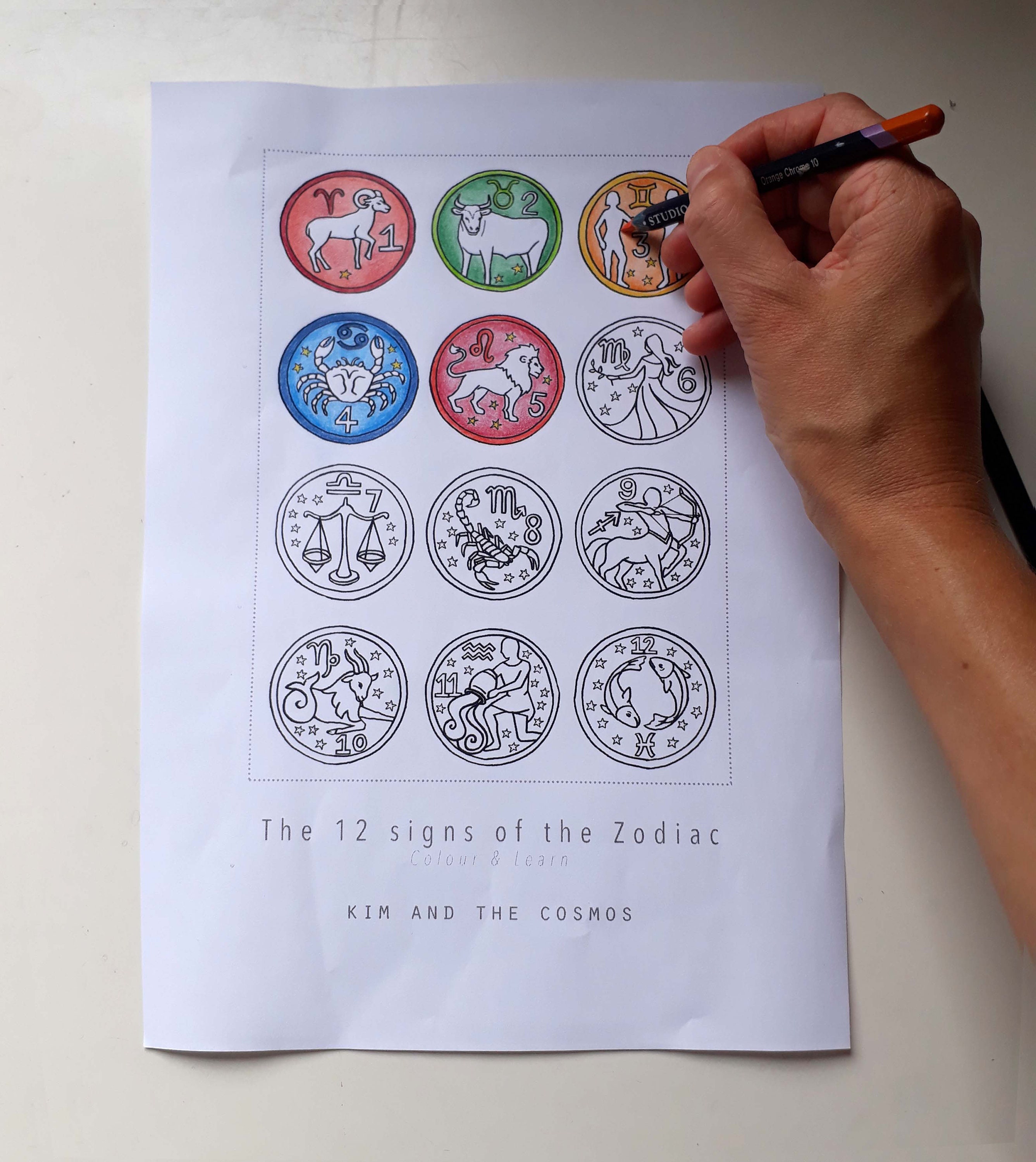 12 Zodiac Signs PACK Colour In the signs 12 page PDF | Etsy