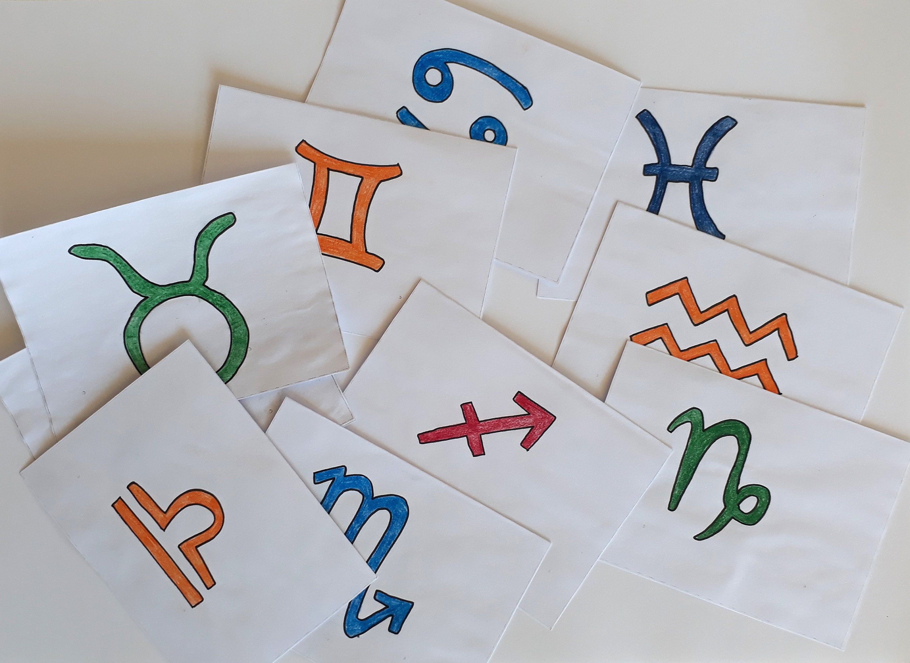 The 12 Zodiac Signs - Flashcards, DIY Colour In, Pdf Printable, Zodiac ...