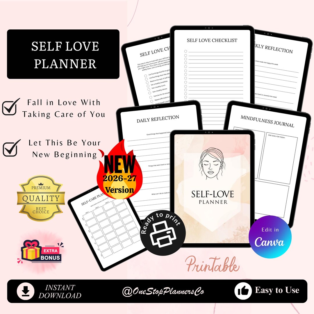 2026 Self-care Planner | Self-love Planner | Wellness Journal ...