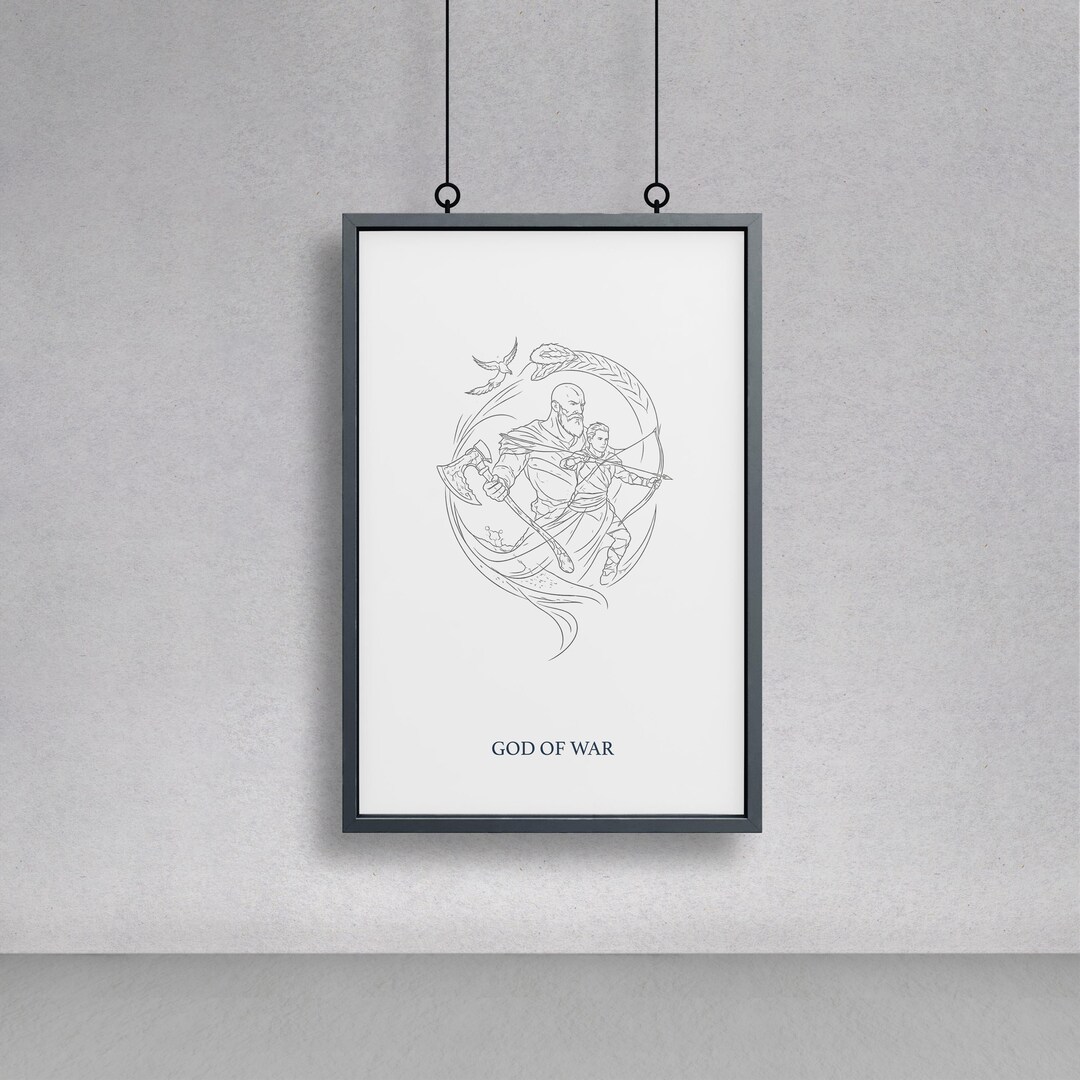 God of War Poster, Minimalist Game Room Art, One Line Art - Etsy