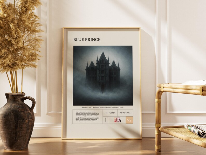 Blue Prince Game Poster, Minimalist Gaming Room Wall Art (digital ...
