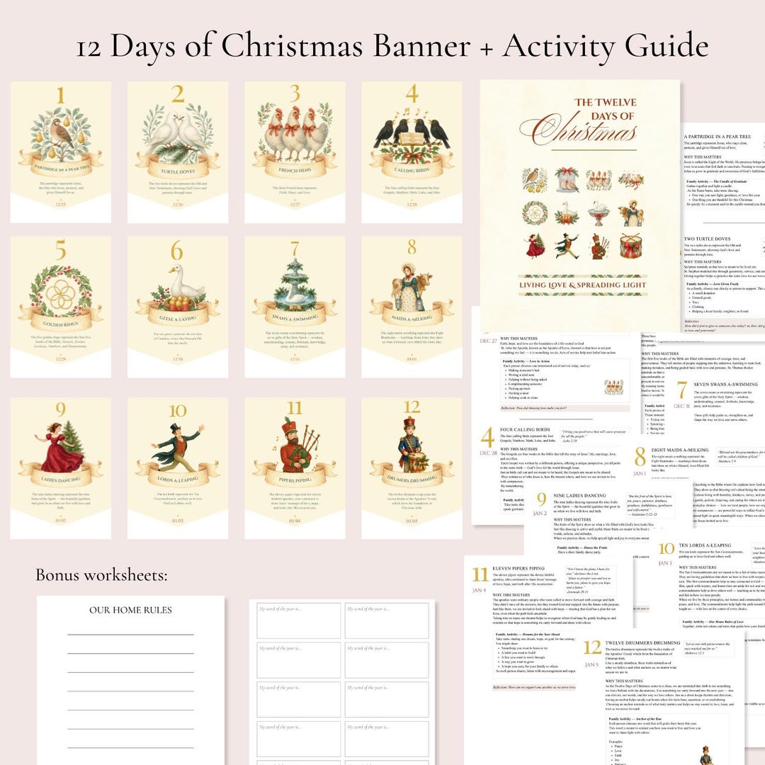 12 Days of Christmas | Faith-based Family Tradition | Printable Banner ...