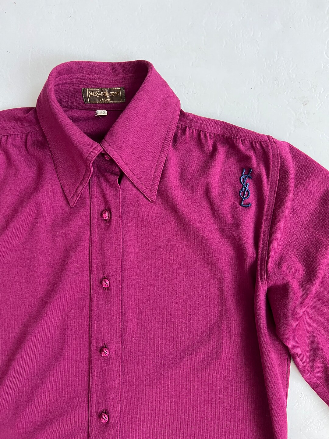 Vintage YSL Blouse . 70s 80s Yves Saint Laurent Magenta Wool - Etsy