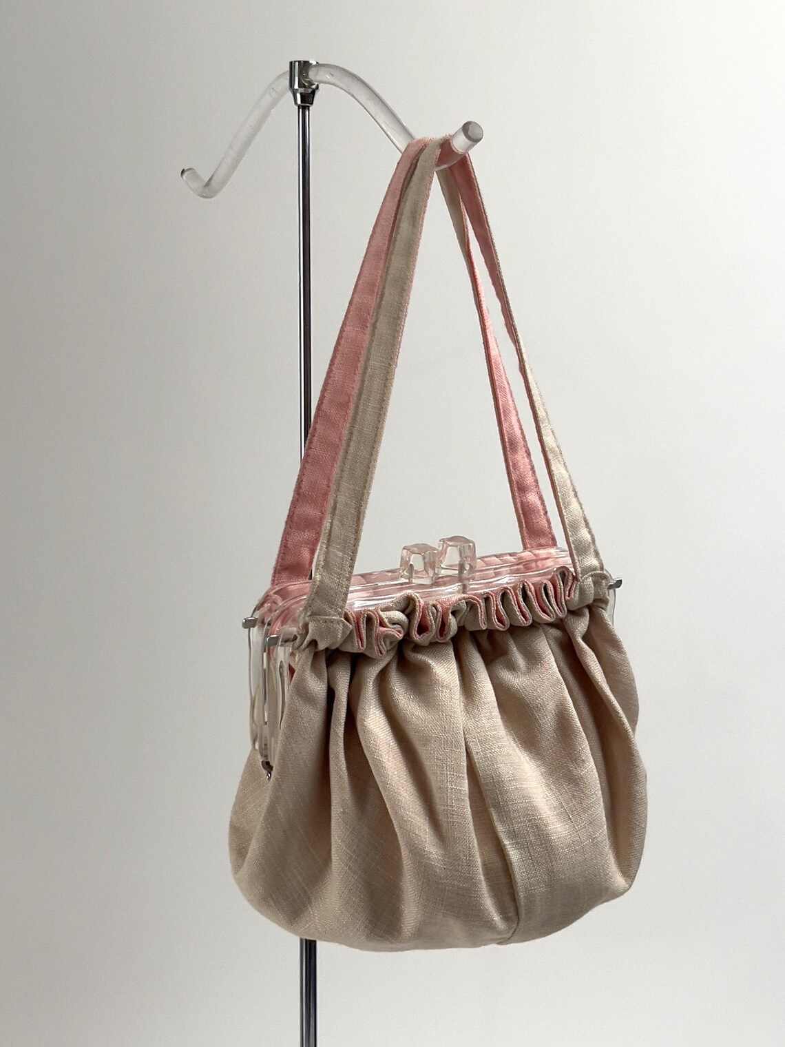 1940s - 1950s Vintage Gabardine Purse . 40s 50s Chunky Plastic Kiss ...