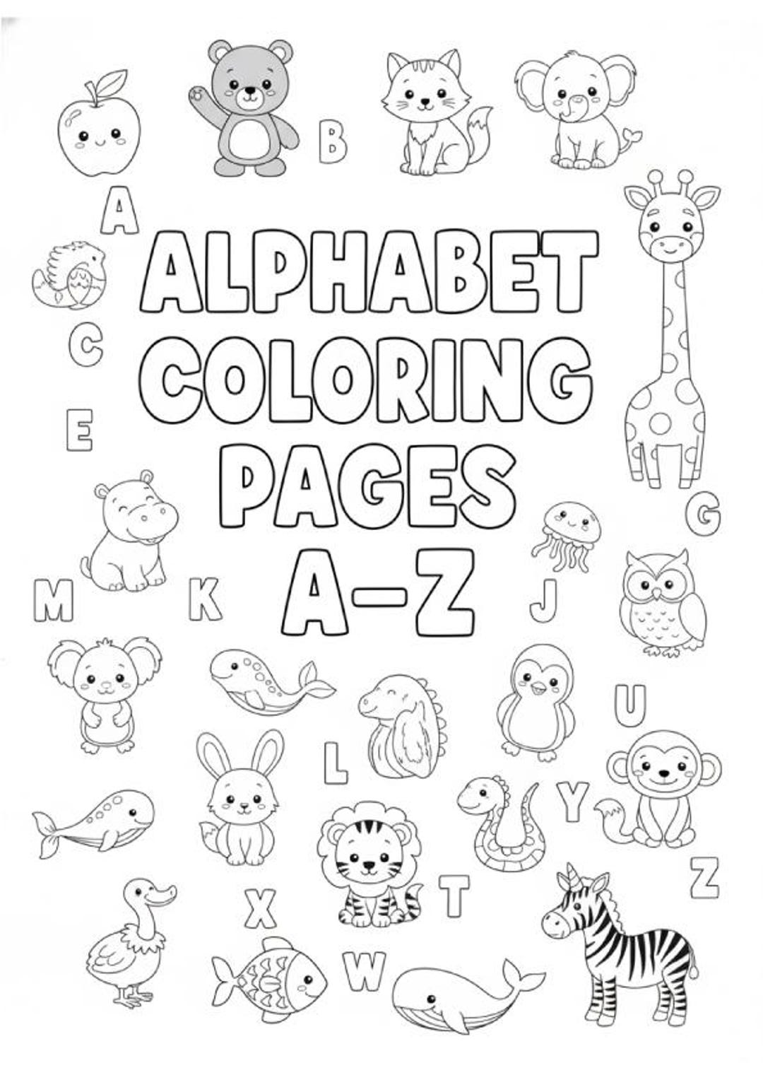 A to Z Alphabet Coloring Pages – Animal ABC Worksheets (instant ...