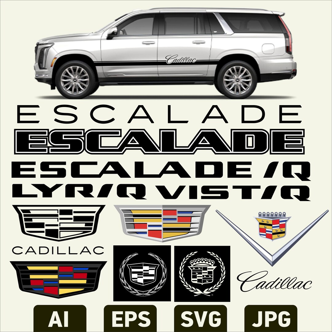 Cadillac Escalade Crossover Side Door Body Stripe Decals SVG Bundle ...