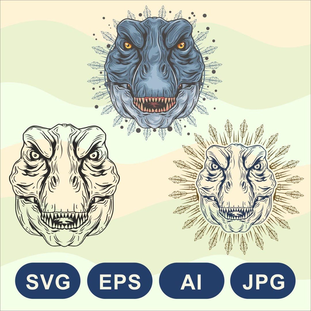 T-rex SVG Bundle. Dino Print Design Vector Clipart Collection ...