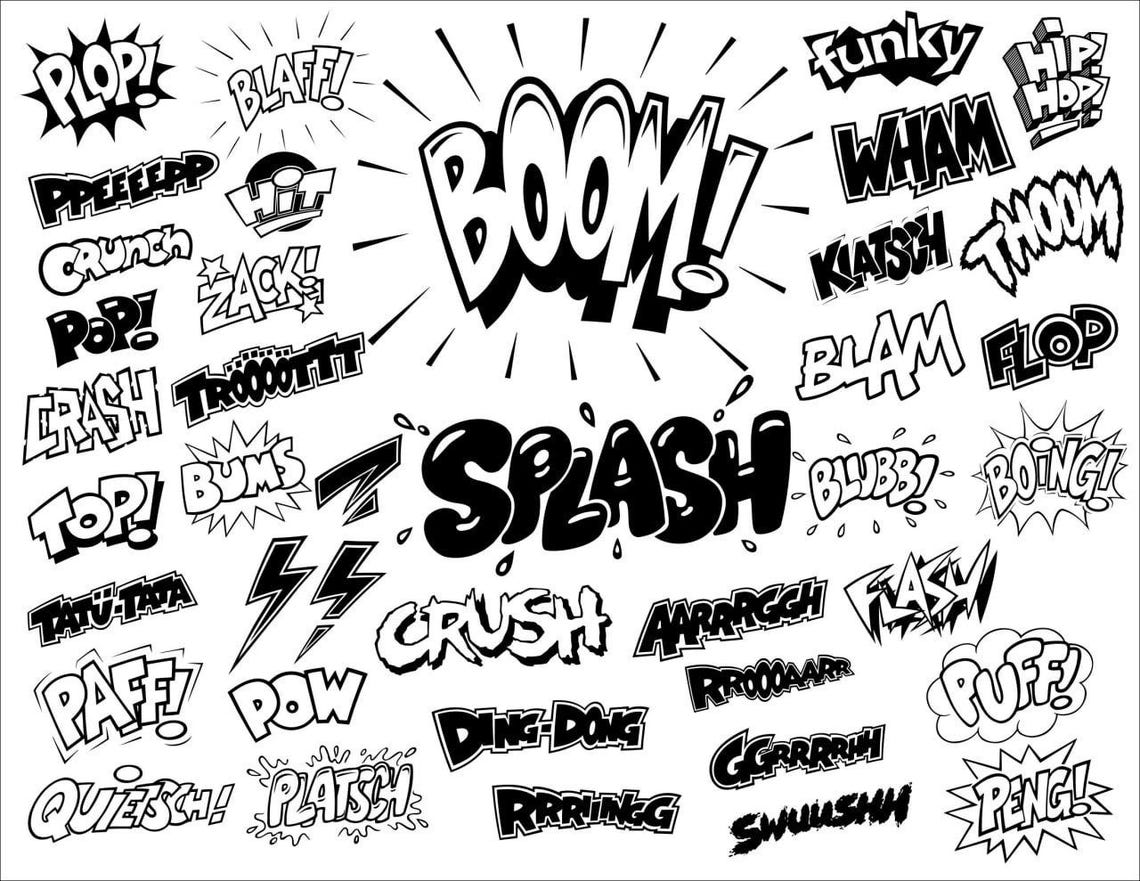 Comic Book SVG Bundle. Superhero Speech Bubble, Cartoon Boom. Vector ...
