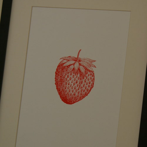 Screen Printed Strawberry Poster - Etsy
