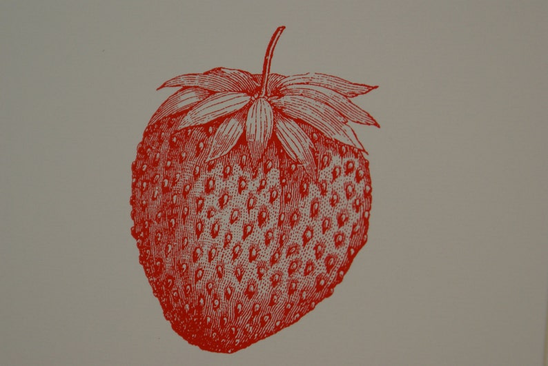 Screen printed strawberry poster | Etsy